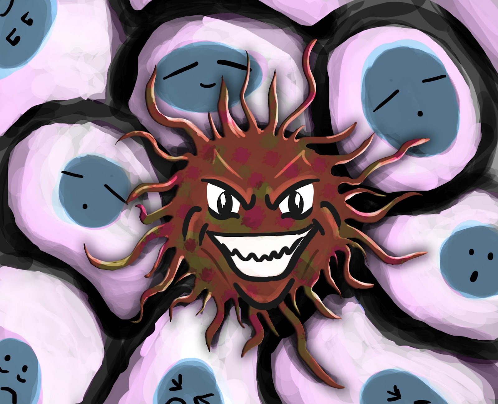 Joey Ku: Unit 6: Commission- cell and cancer character designs