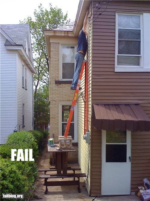 Cleaned by Pete: what a power washer does: Ladder fail, No ladders on ...
