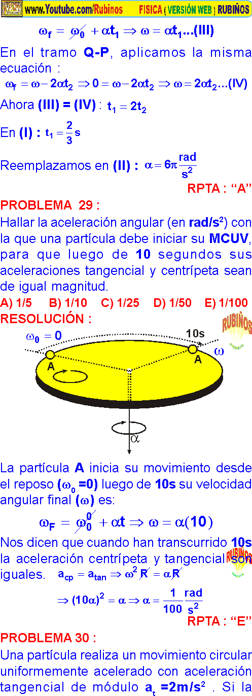 MOVIMIENTO CIRCULAR UNIFORMEMENTE VARIADO PROBLEMAS RESUELTOS ...