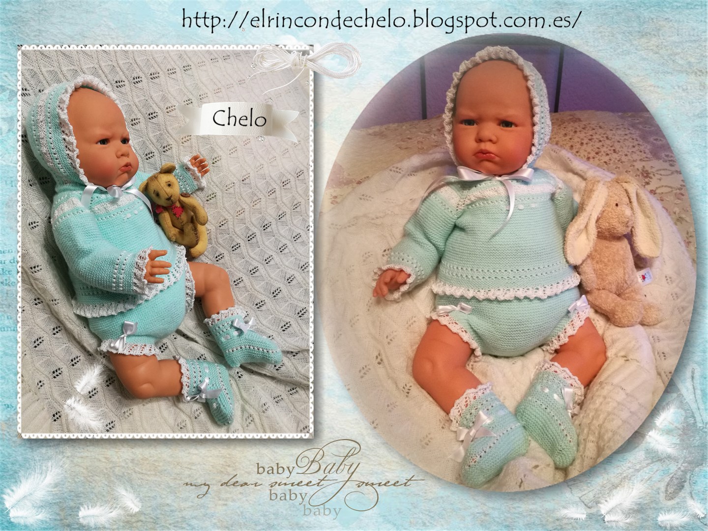 El rincón de Chelo: Conjunto para bebé en verde claro