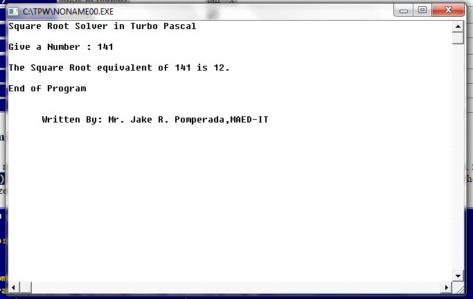 Free Programming Source Codes and Computer Programming Tutorials: Square Root in Turbo Pascal