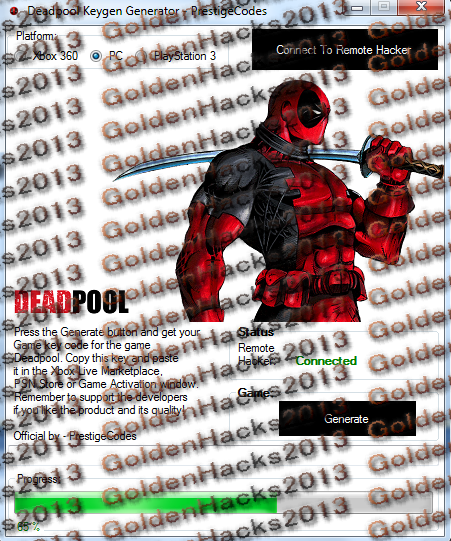 Deadpool Key Code Generator ~|~ GoldenHacks