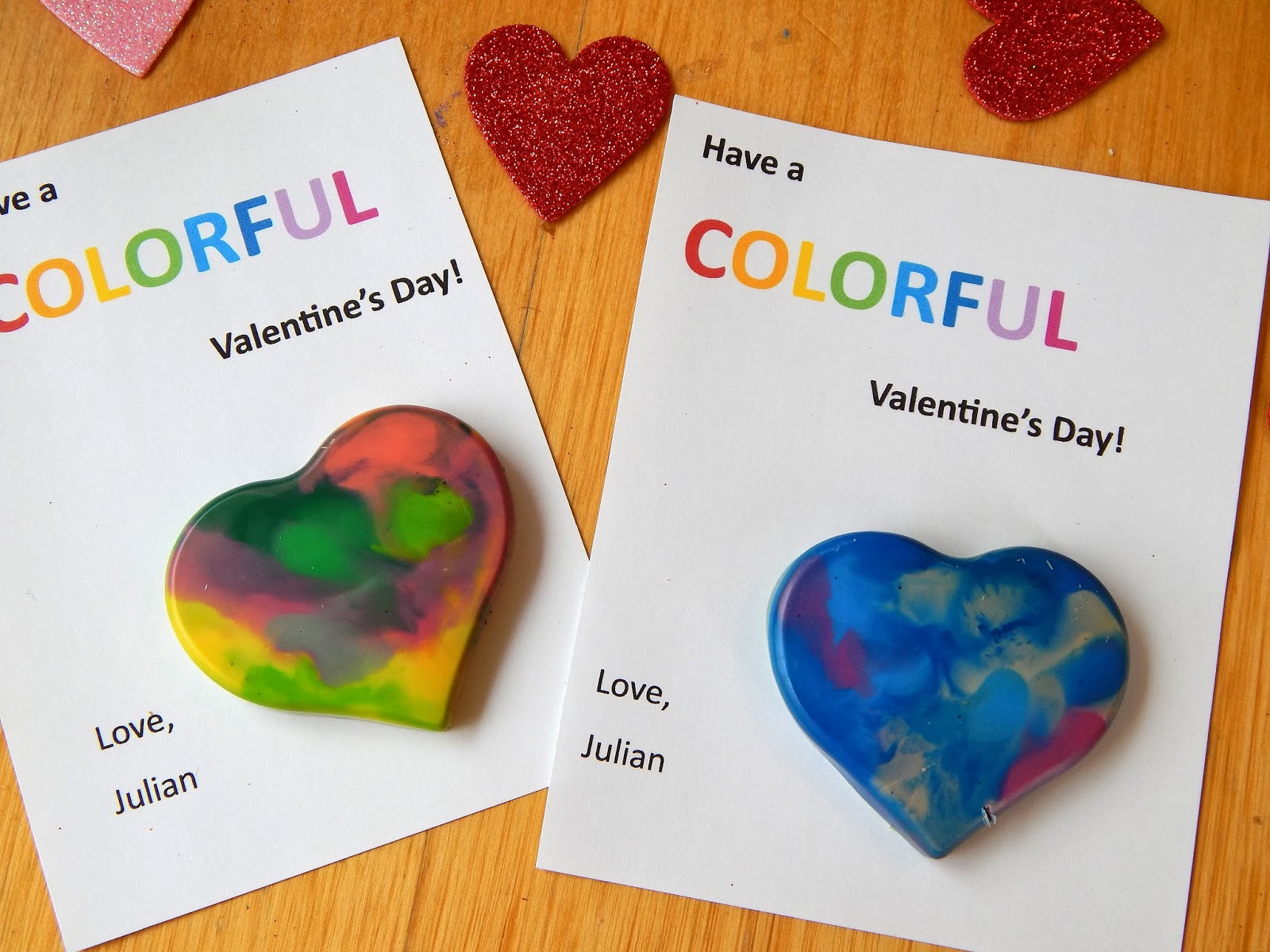 MorningNooNight: Tie Dye Heart Crayon Valentine