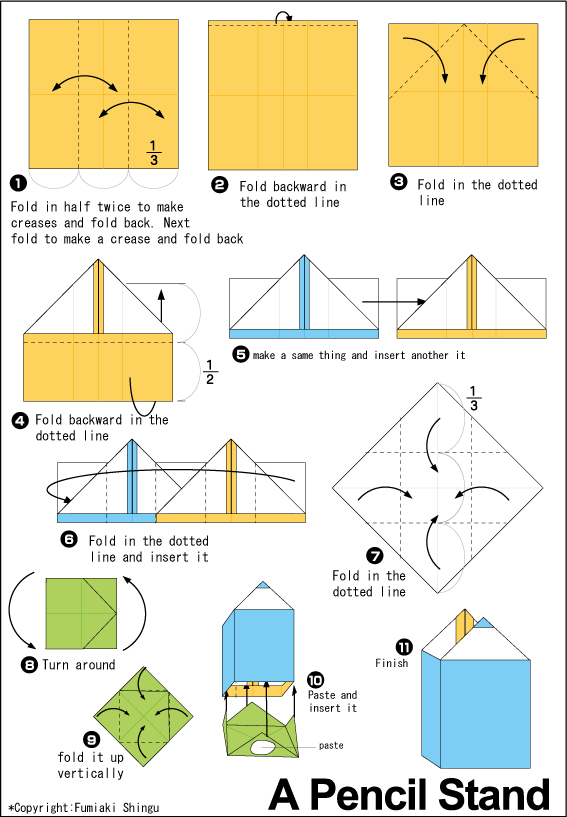 Origami Pencil Box - Easy Origami instructions For Kids