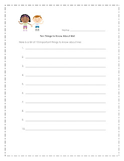 Lovin' Learning: Ten Things About Me FREEBIE