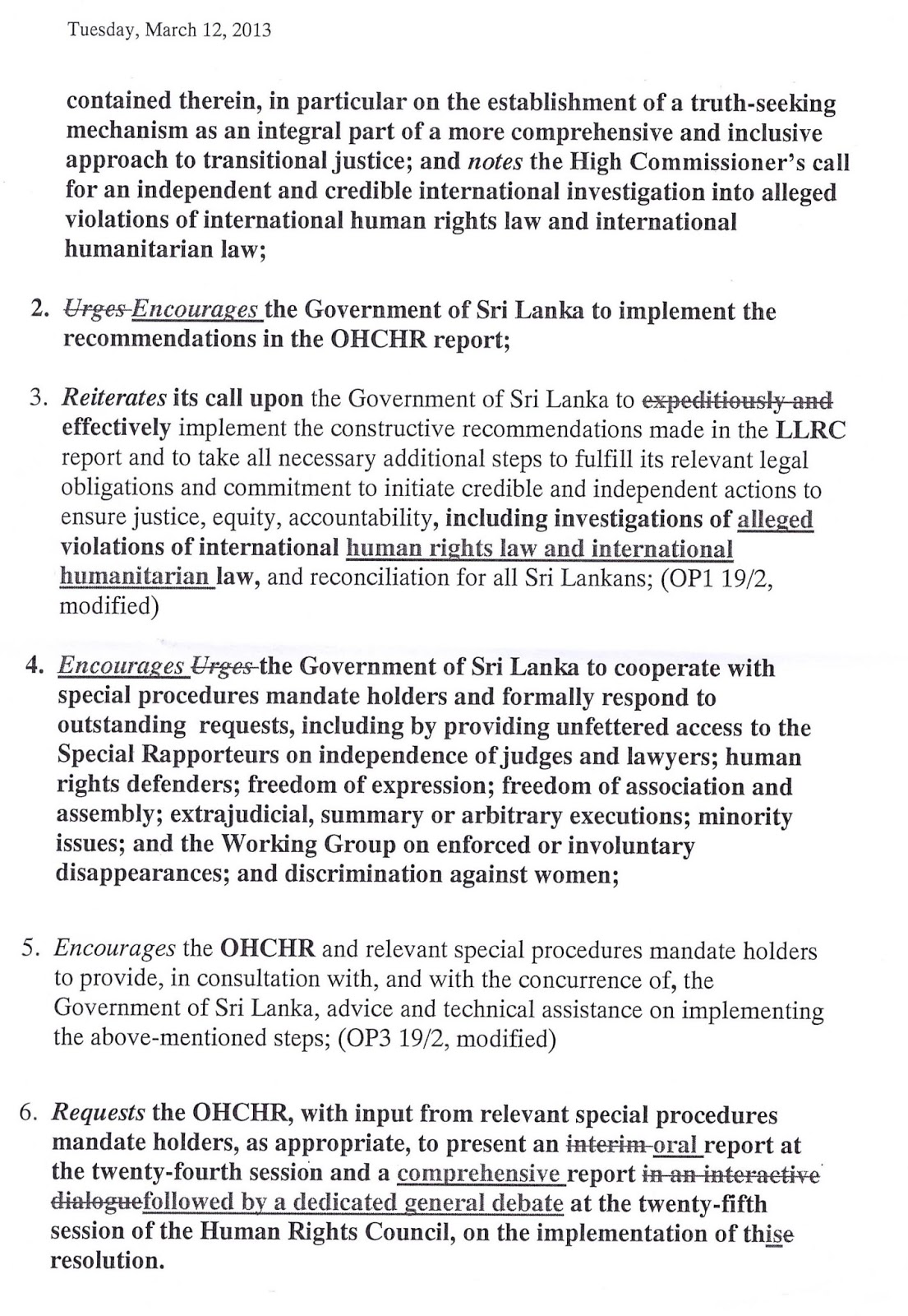 SRI LANKA BRIEF: UNHRC: Sri Lanka Resolution finalised ( 3rd draft ...