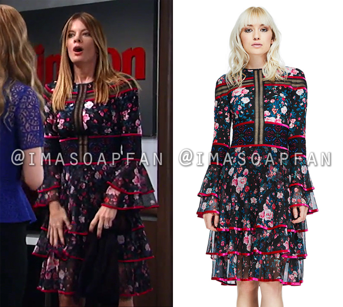 Nina Reeves's Black and Pink Floral Tiered Dress - General Hospital ...