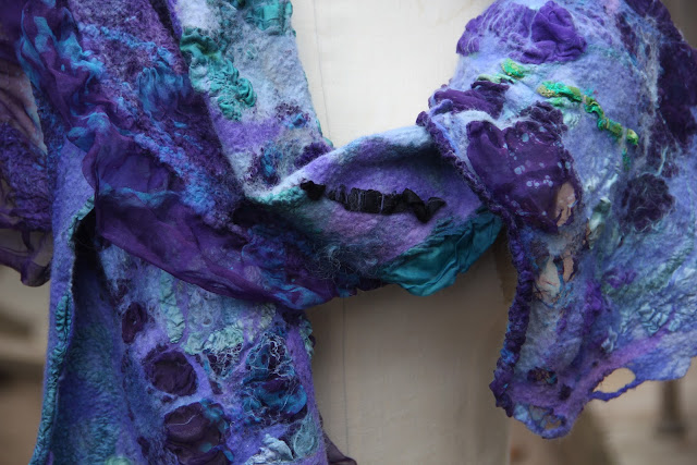 Studio 907: More Textile Adventures - Nuno Felting the Batiked Fabric
