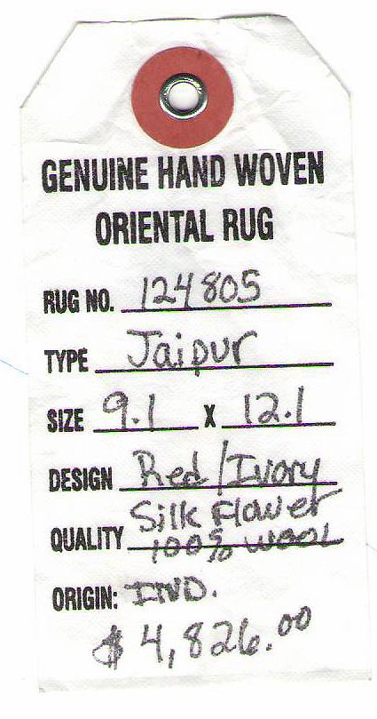 Brandon Oriental Rugs: RUG SALE ( TALE OF THE TAG ): What's Attached ...
