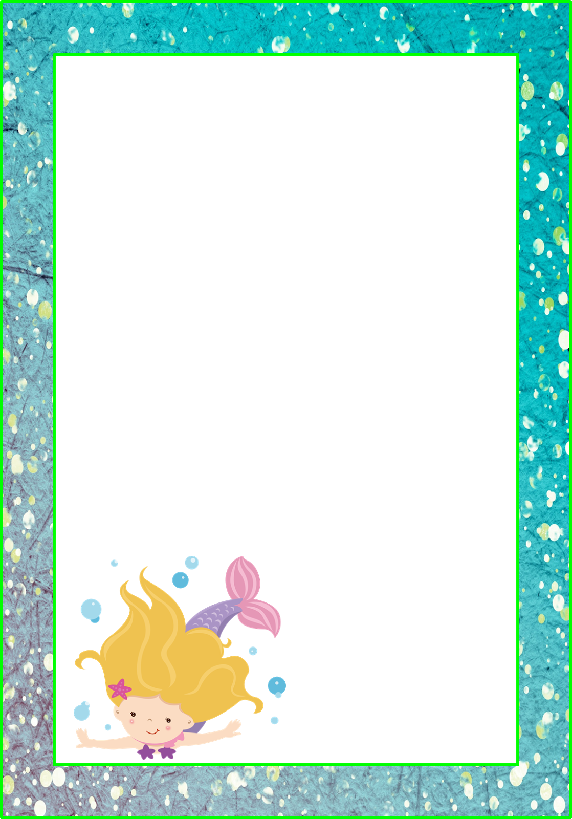 Sweet Mermaids: Free Printable Frames, Invitations, Cards or Labels ...