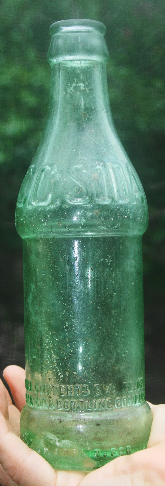 TreasureGuide's Bottle Barn: Two Green 6.5 Oz. C. C. Soda Bottles