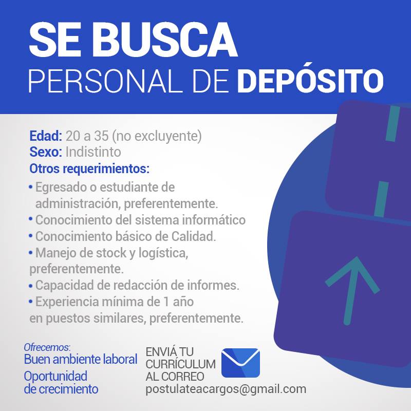 SE BUSCA PERSONAL DE DEPOSITO | BOLSA DE TRABAJO PARAGUAY EMPLEOS