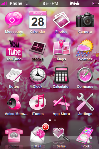iPink: ♥ Pink 3D Theme ♥