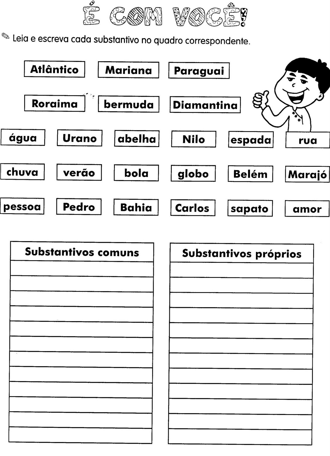 Lápis, exercícios e minhoquices: LP - Nomes comuns e nomes próprios
