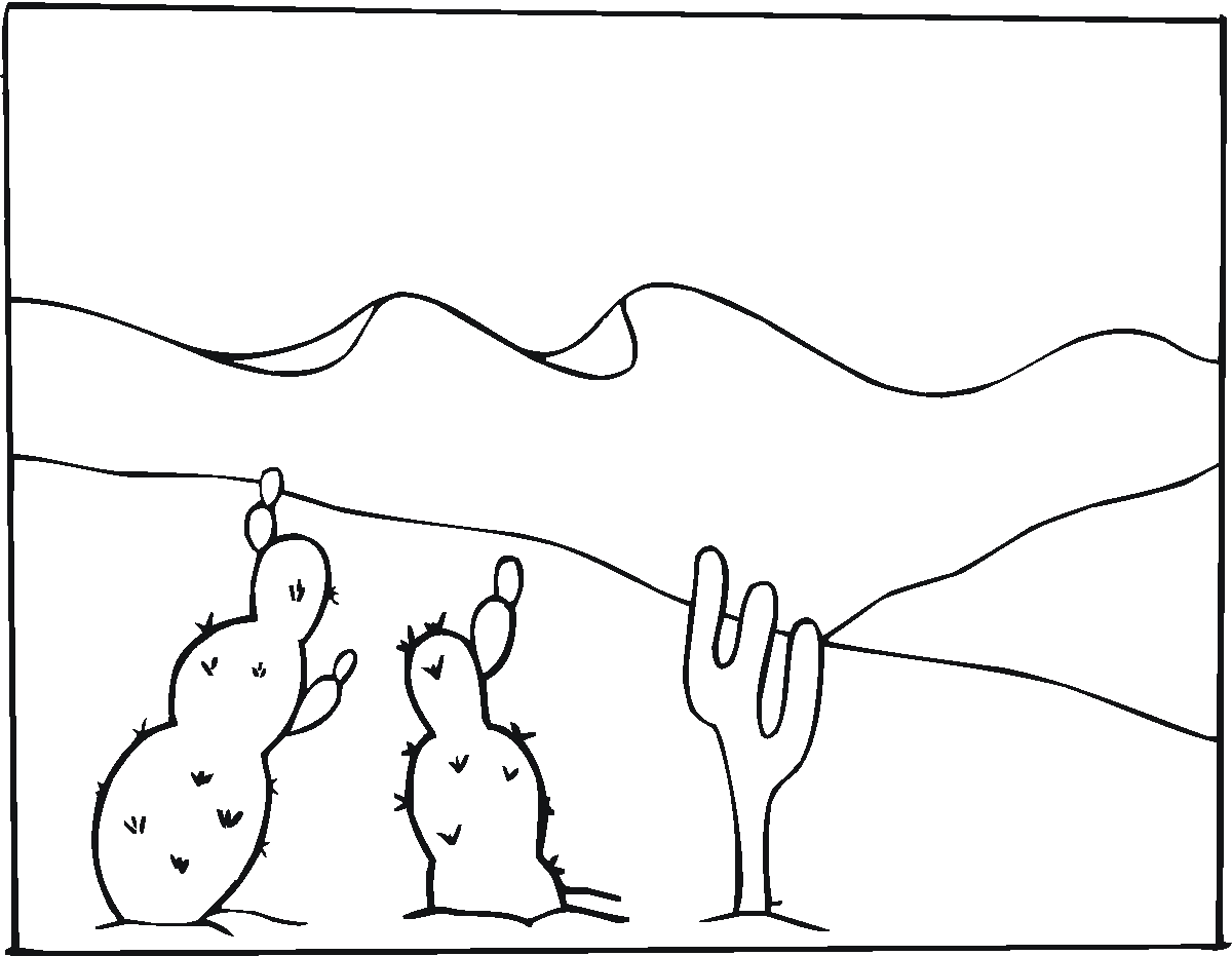 Desenho De Paisagem Do Deserto Para Colorir