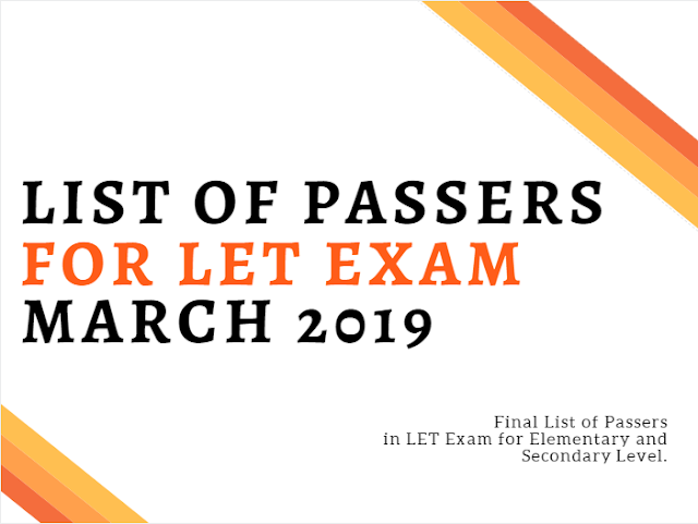List of LET Passers March 2019 (Elementary and Secondary) | Pinoytut