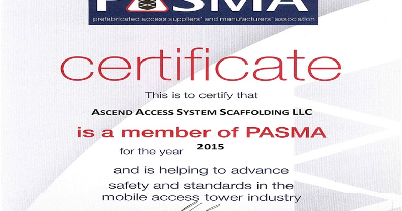Welcome to Ascend Access System Scaffolding L.L.C: PASMA CERTIFIED