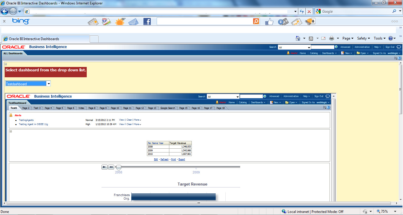 Obiee Select Dashboard From The Drop Down List In Obiee 11g