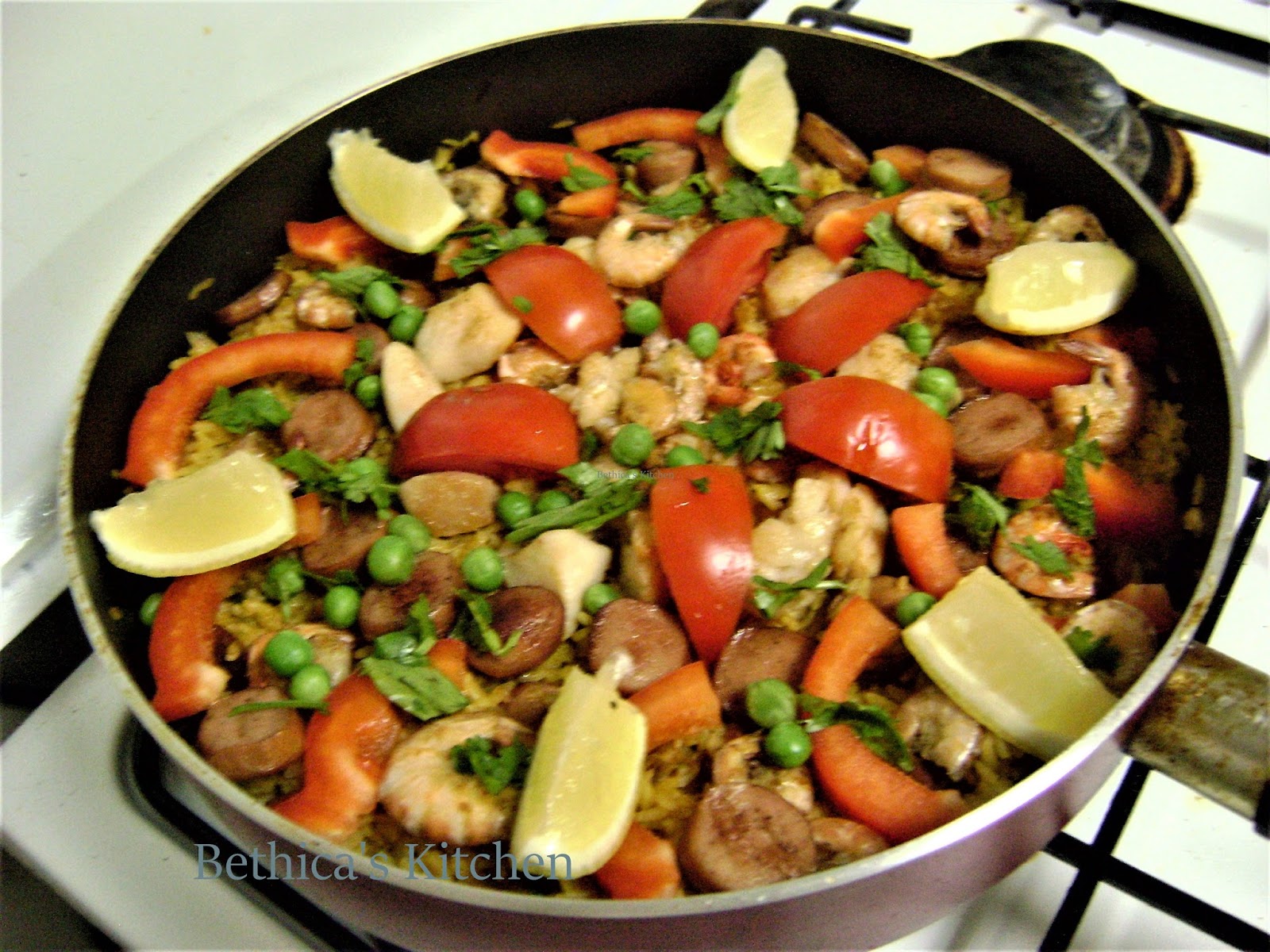 Bethica's Kitchen Flavours: Spanish Paella (A Rice Dish Cooked With ...