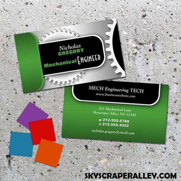 Skyscraper Alley Designs: Mechanical Engineer Gear Business Cards