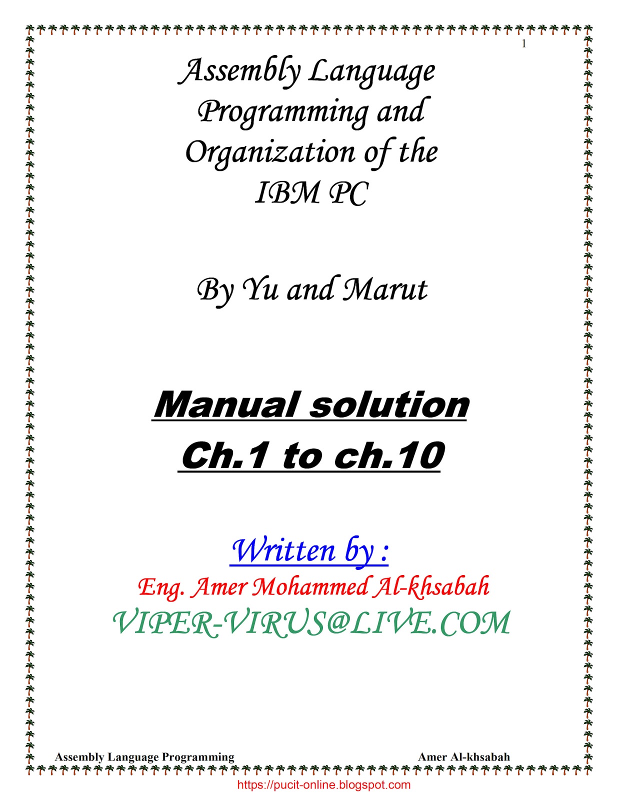 Solution Manual For Assembly Language Programming And Organization Of