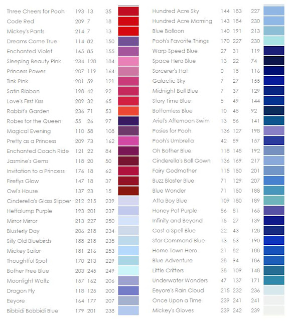 RGB CODES: RGB-codes Disney