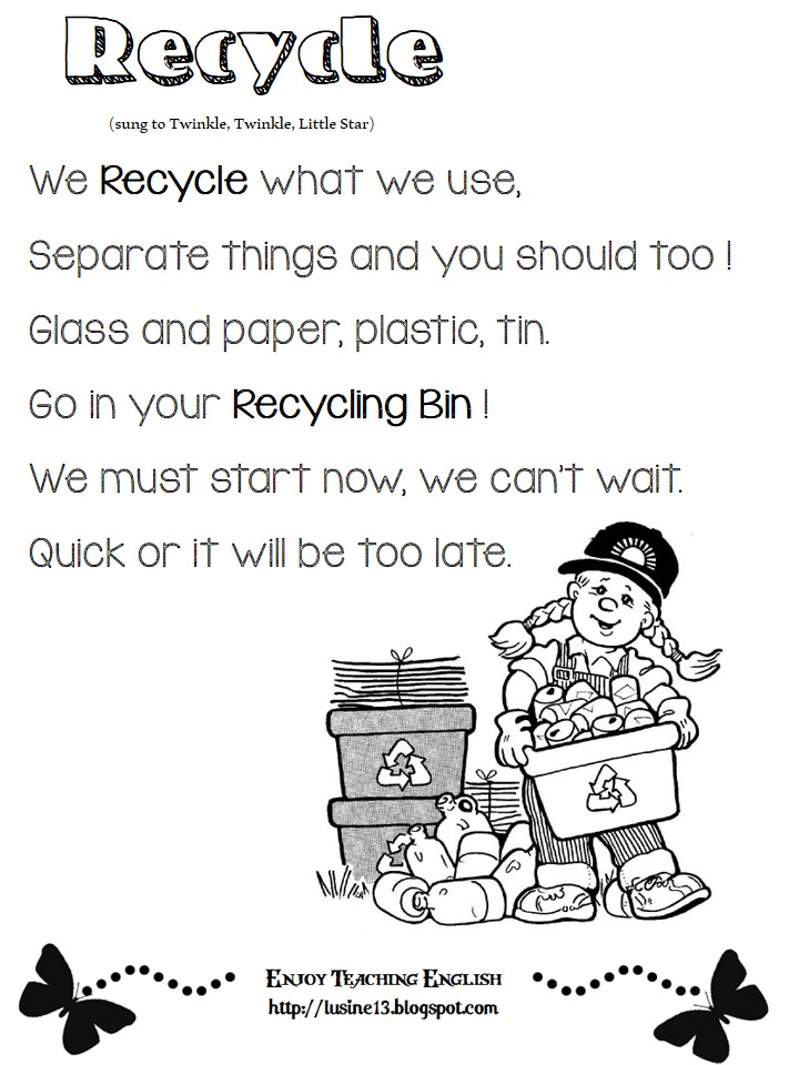 Enjoy Teaching English: EARTH DAY and RECYCLING (songs and a poem)