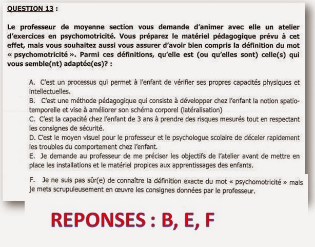 QCM-CONCOURS-GRATUITS: Réponse n°13 QCM ATSEM QCM-CONCOURS-GRATUITS: Réponse n°13 QCM ATSEM