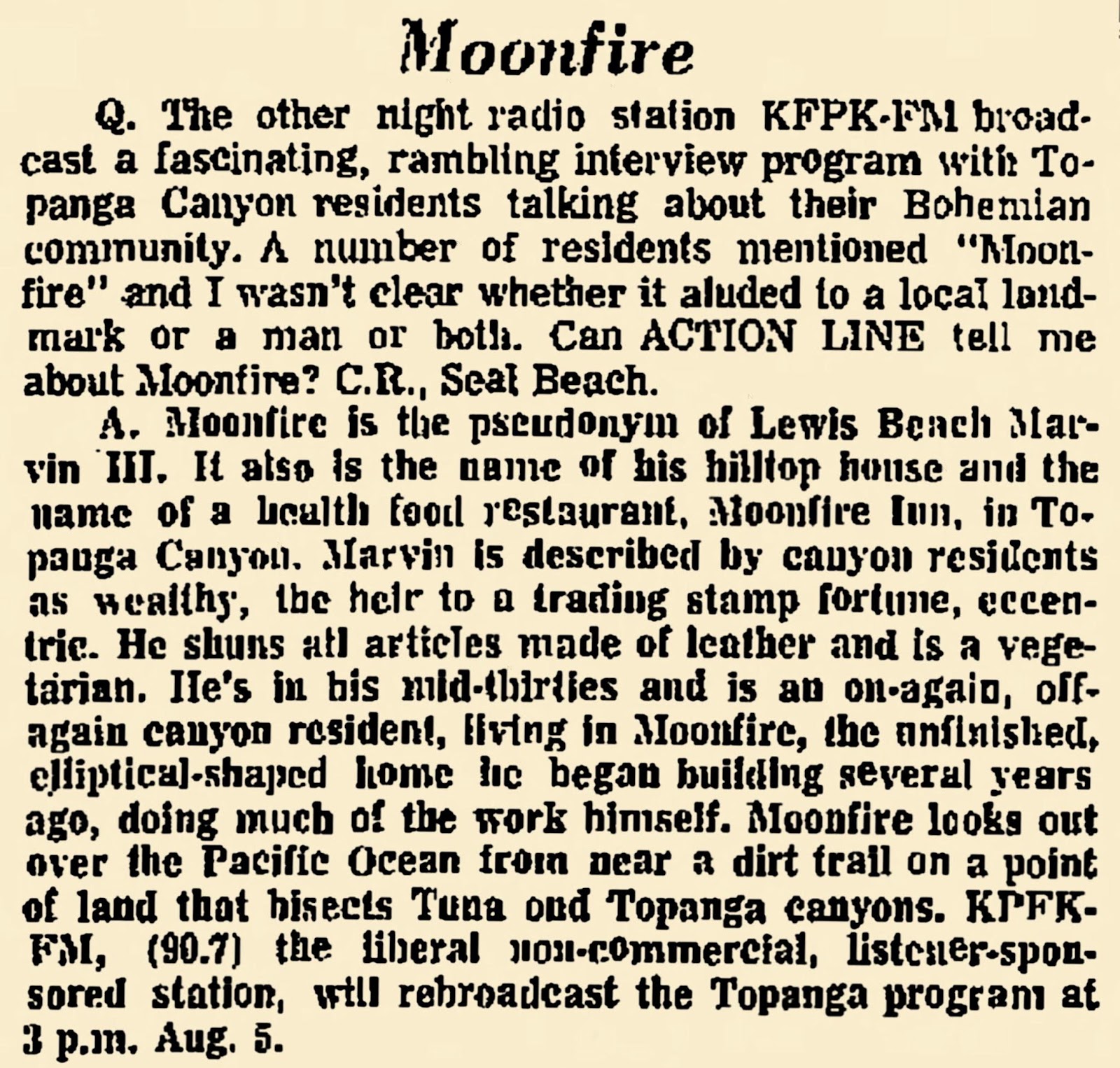 Galactic Ramble: LEWIS BEACH MARVIN III AND MOONFIRE