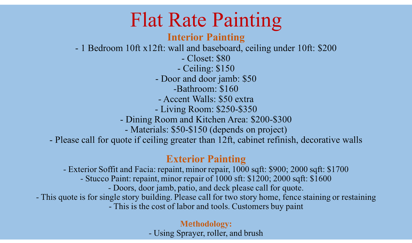 Flat Rate Painting - House Painting in San Diego