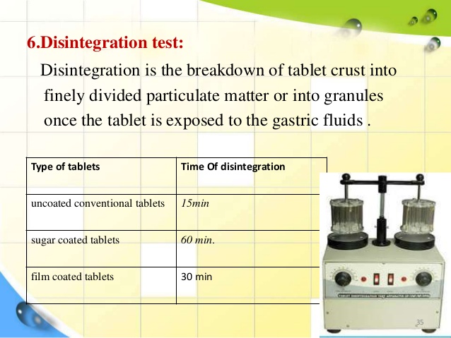 pharmacy study: EVALUATION PARAMETERS OF TABLETS