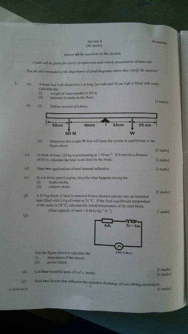 Wassce (Waec) 2018 Physics Questions And Answers | EXAM RUNZ NIGERIA