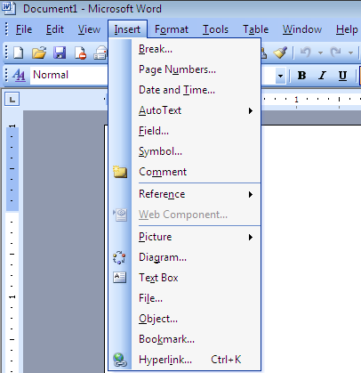 Insert Menu ~ Study with google