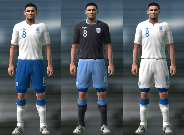 Edited by Pedro: England Home & Away kit 11/13 (PES 2011)