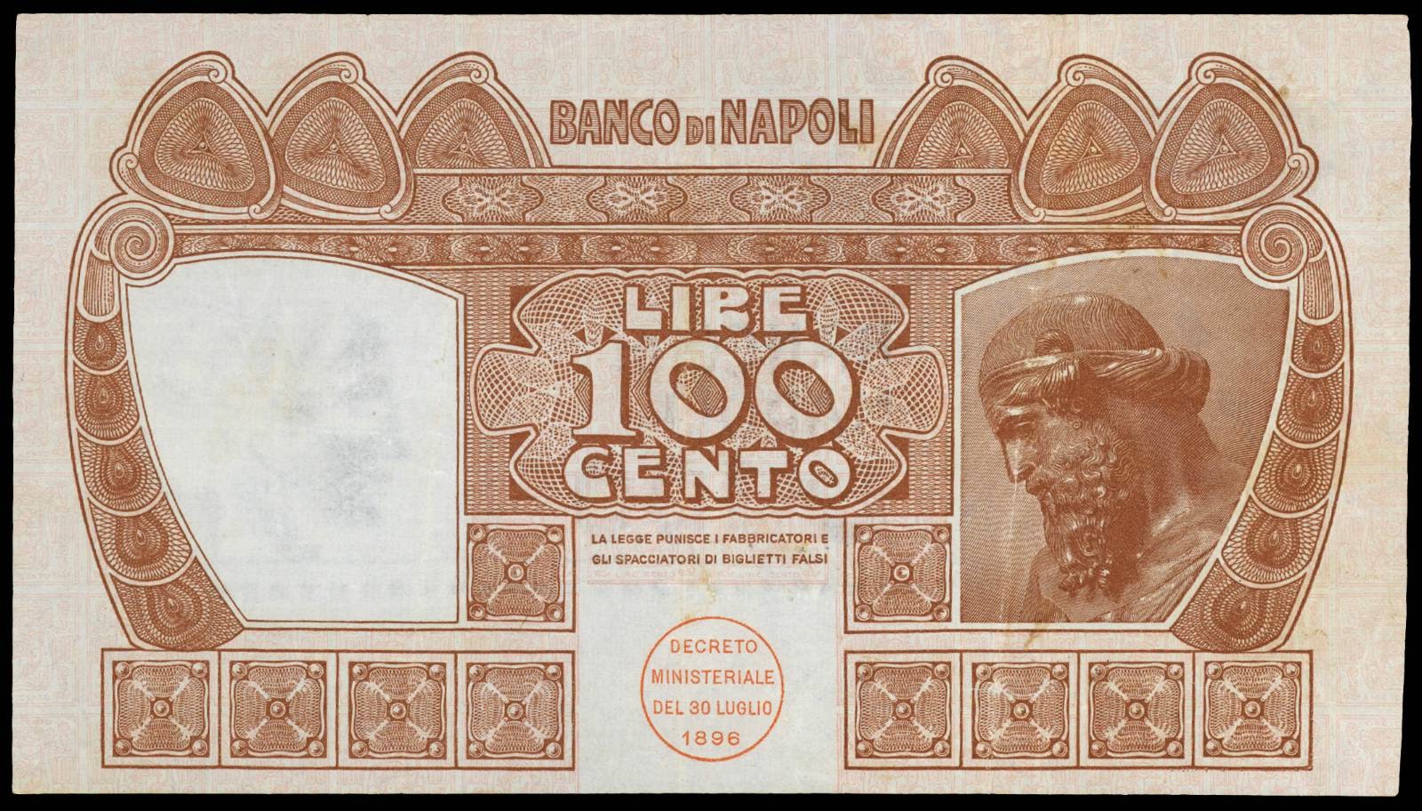 Italy 100 Lire banknote 1915 Banco di Napoli|World Banknotes & Coins ...