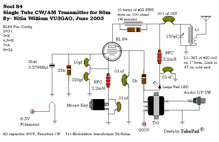 sv3auw: Πομπός AM/CW με EL84