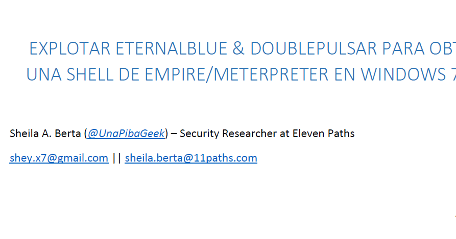 EXPLOTAR ETERNALBLUE Y DOUBLEPULSAR | PDF - RedBird Seguridad Ofensiva ...