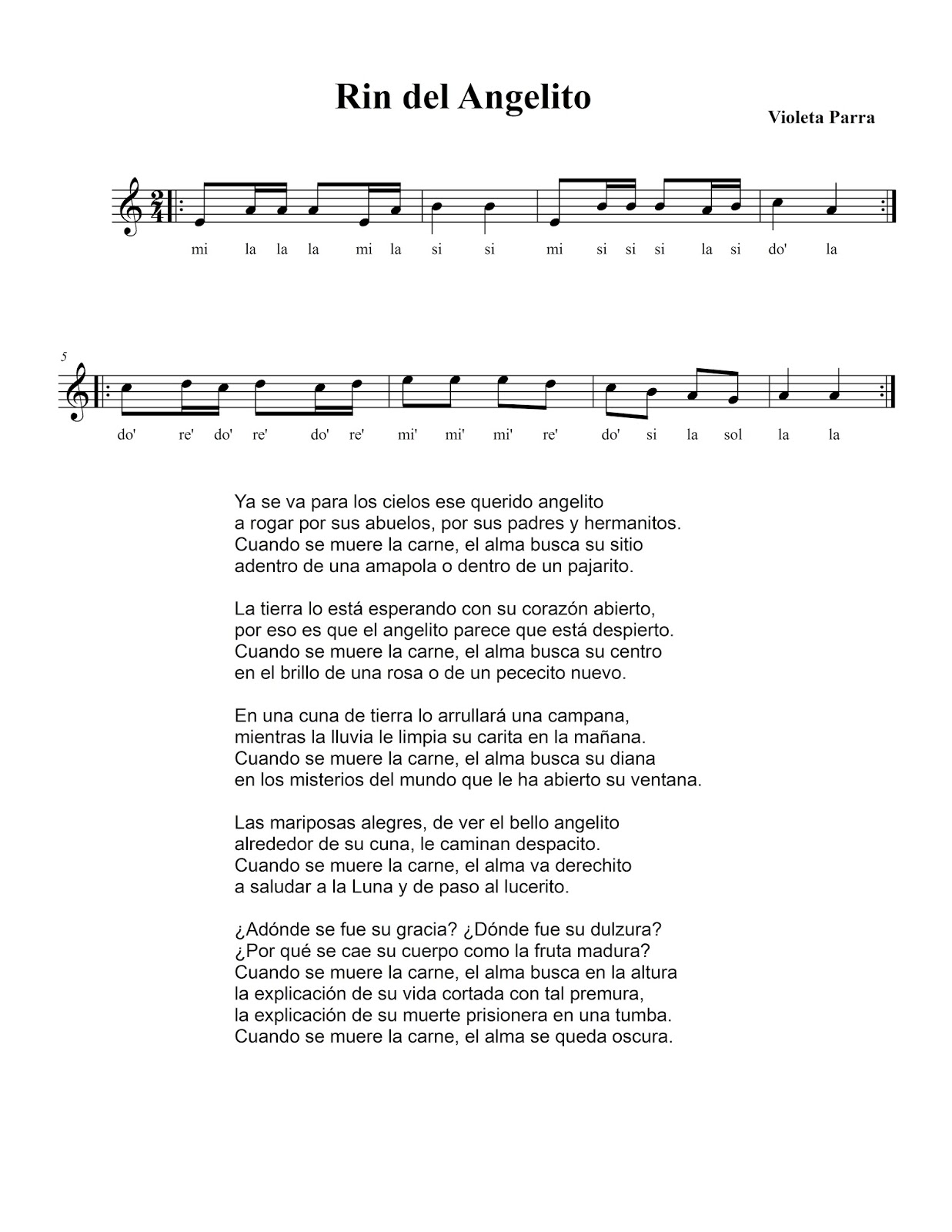 El Profe de Música: 4° Básico RIN DEL ANGELITO