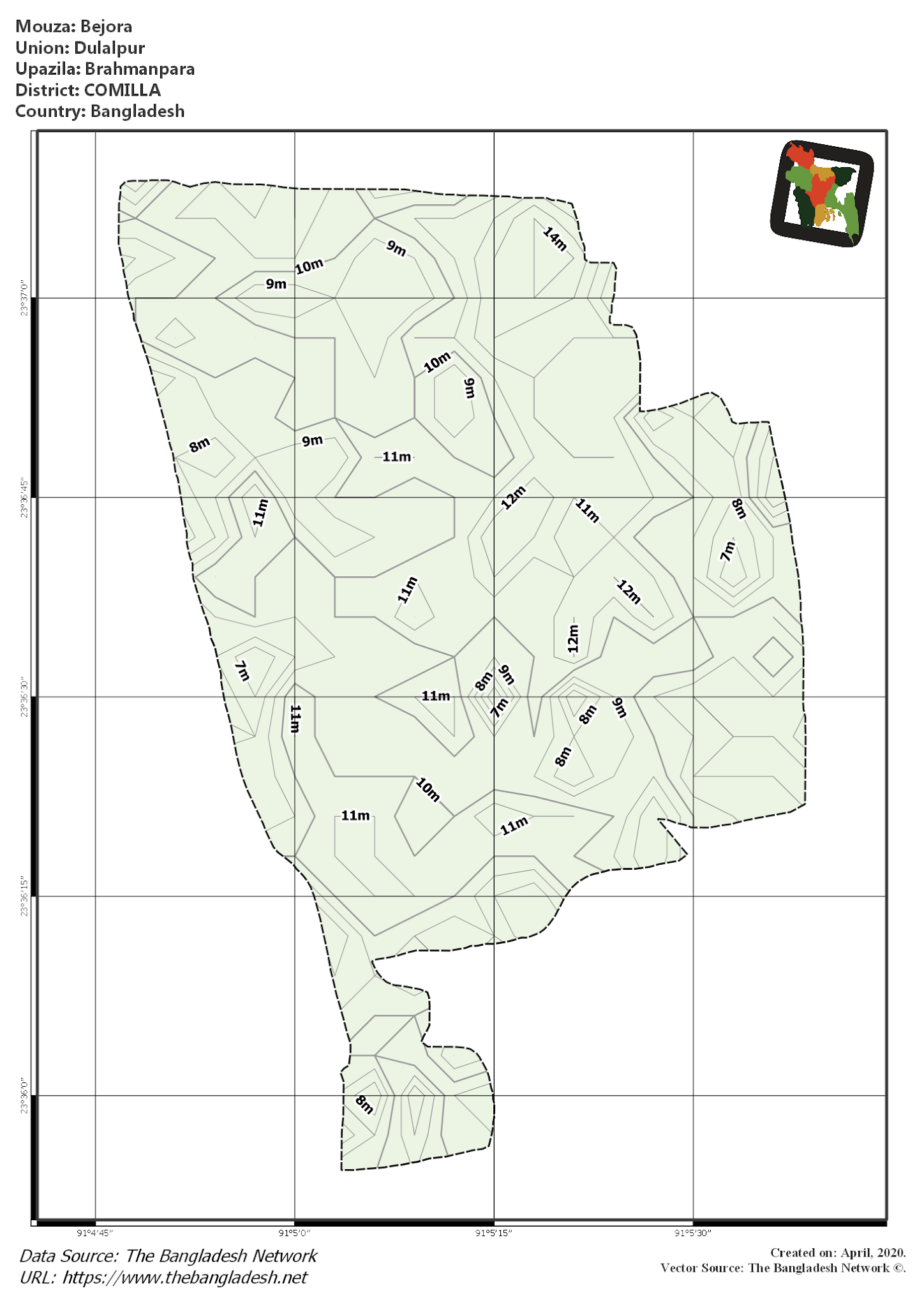 Map of Bejora Mouza, Brahmanpara, Comilla