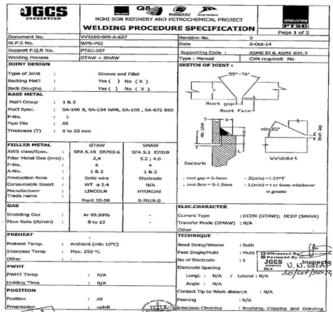 Welding Procedure Specifications Examples
