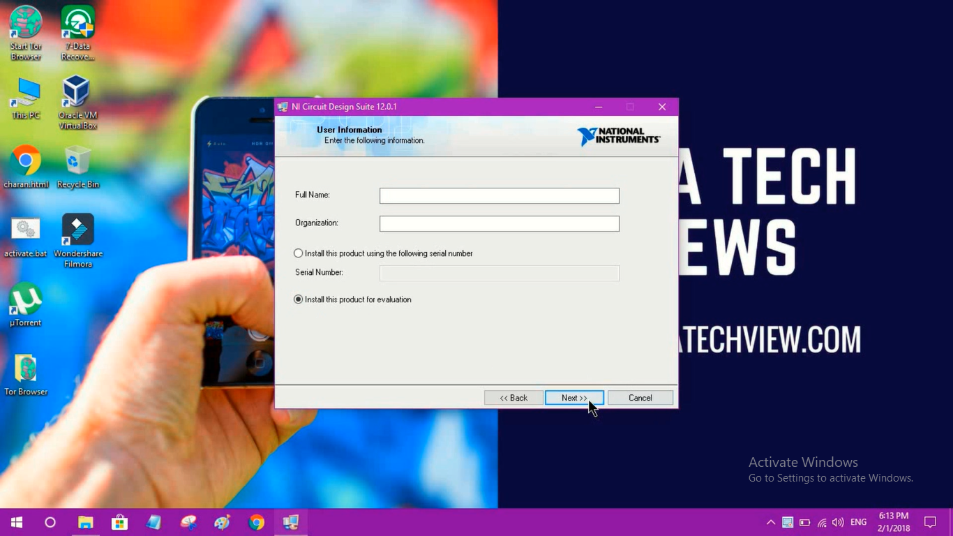 6) Choose the path and before click on the install product for evaluation