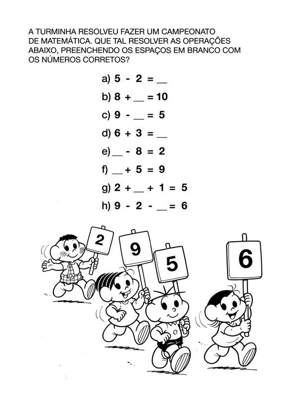 MATEMÁTICA - completando operações ~ Atividades Escolares MATEMÁTICA - completando operações ~ Atividades Escolares