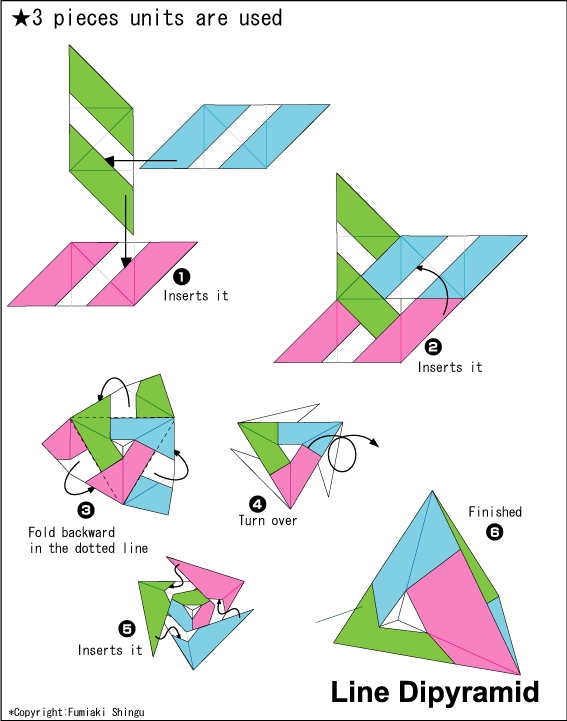 Origami Line Dipyramid instructions - Easy Origami instructions For Kids