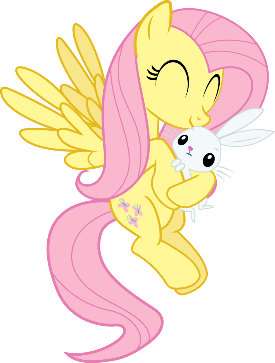 #868248 - safe, angel bunny, fluttershy, flying, hug, simple background ...