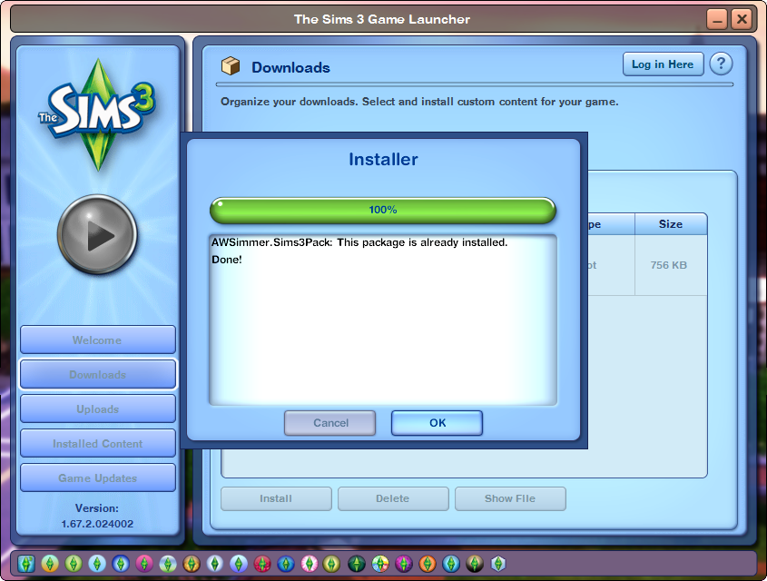Install *.Sims3Pack