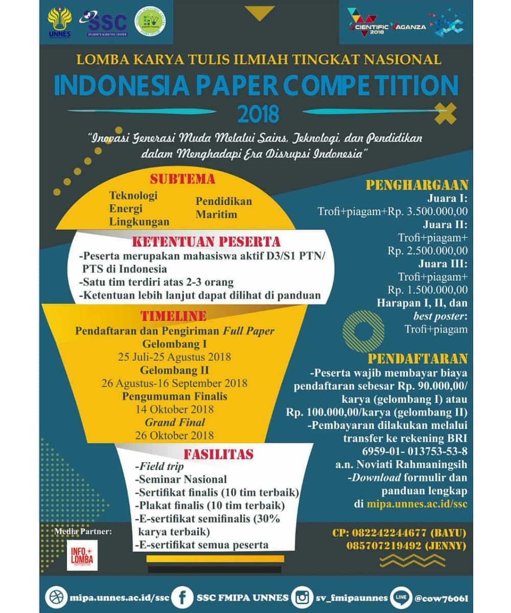 Lomba Menulis 2022: Indonesia Paper Competition (IPC) 2018, deadline 16 ...