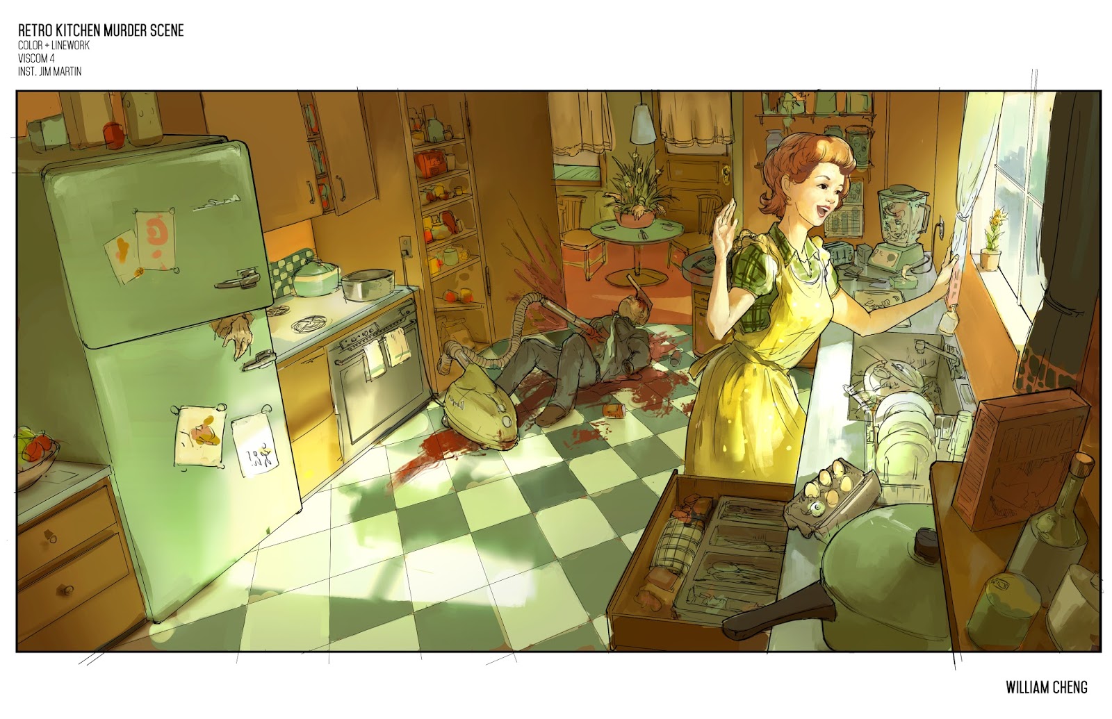 William Cheng Concept Design: Retro Kitchen Murder Scene