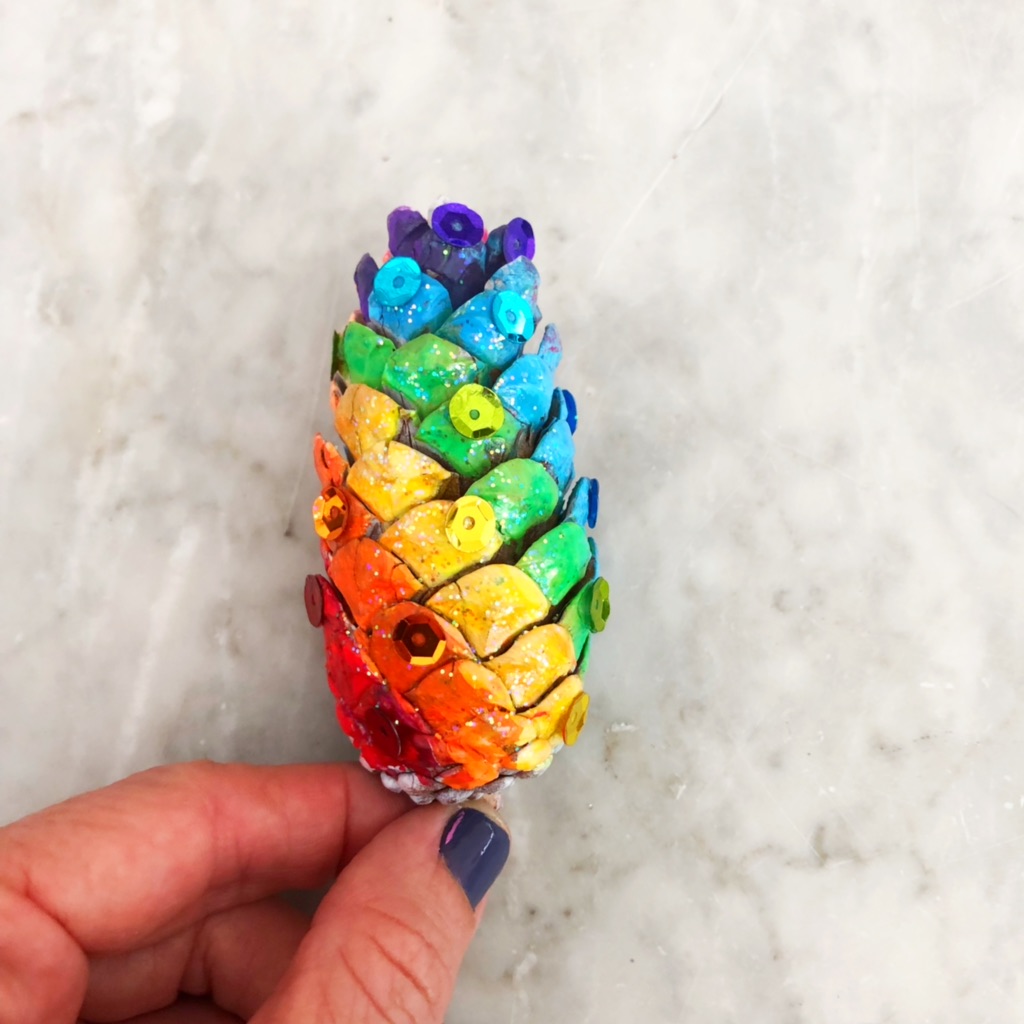 Rainbow pine cones!