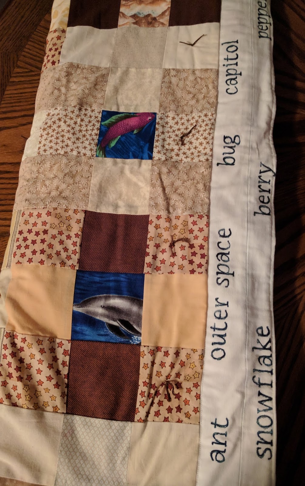 Brown & Tan "I Spy" Quilt