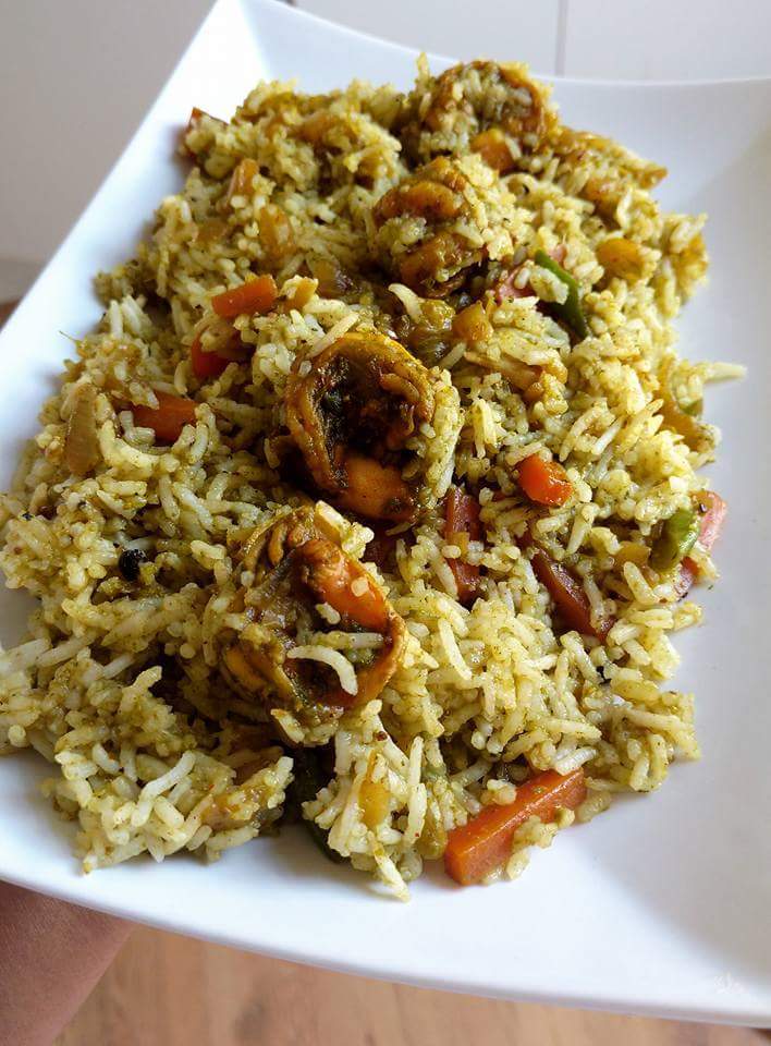 Prawns Pulao In Green Masala